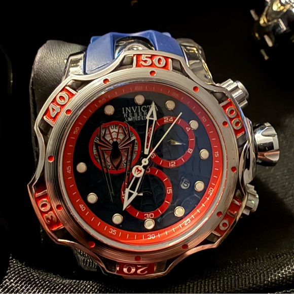 Invicta | Accessories | Spiderman Invicta Mens Blue And Red Chronograph ...